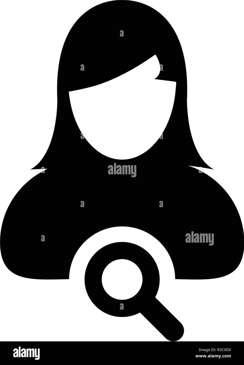 Woman search icon vector female user person profile avatar symbol with ...