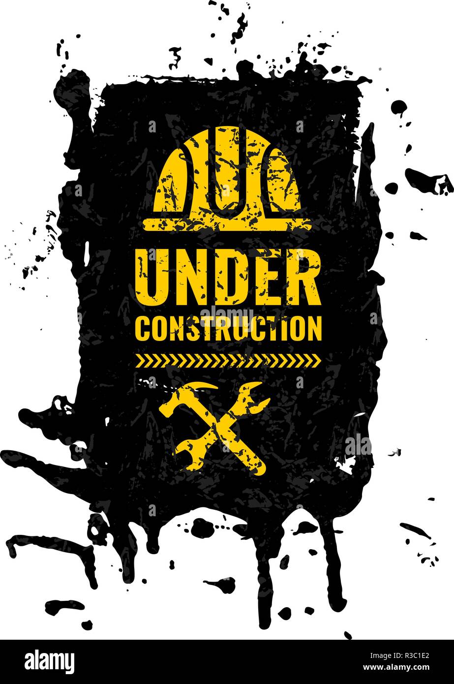 Grunge, scratched under construction Warning road sign Stock Vector ...