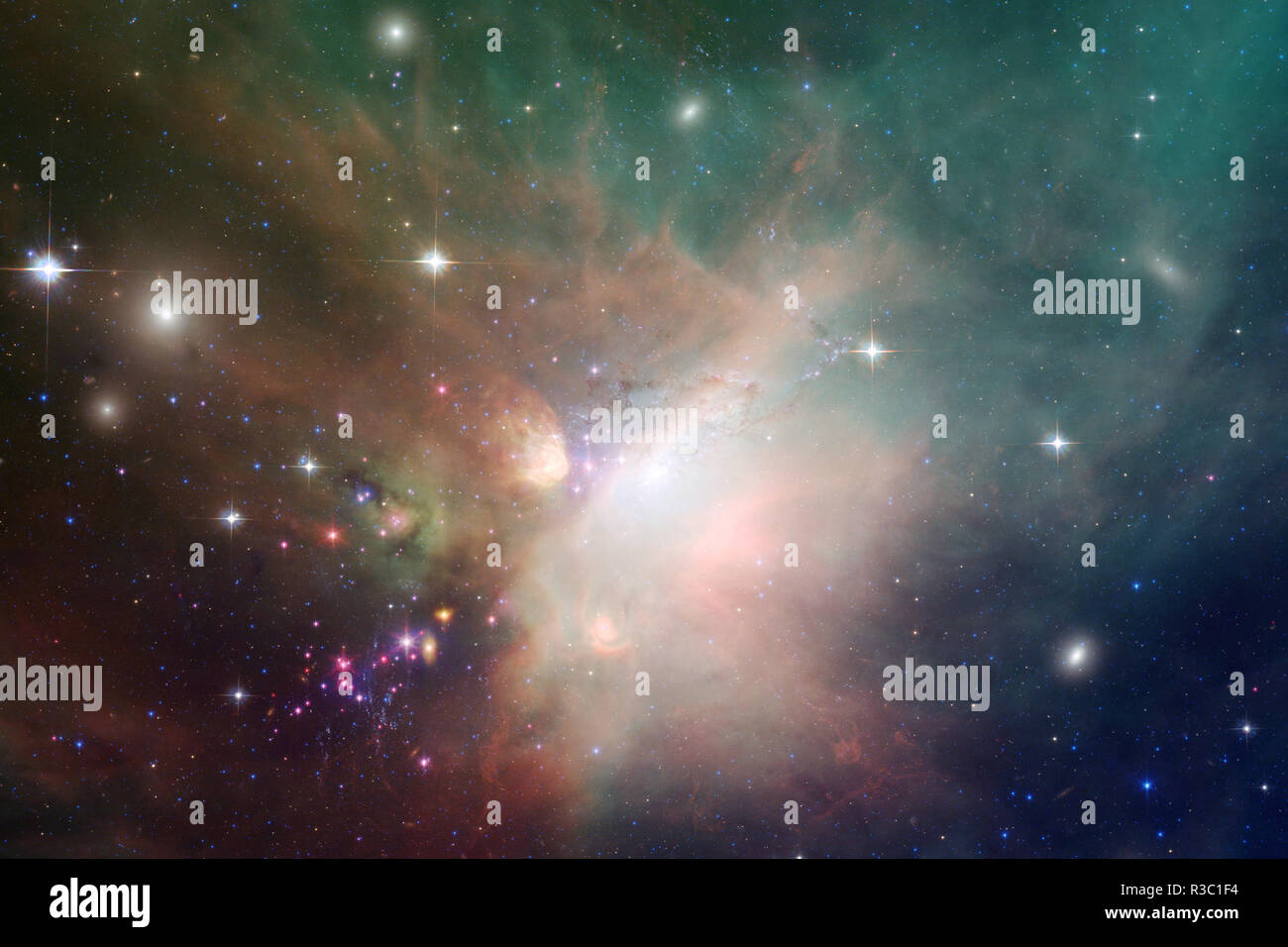 Outer space art. Nebulas, galaxies and bright stars in beautiful ...