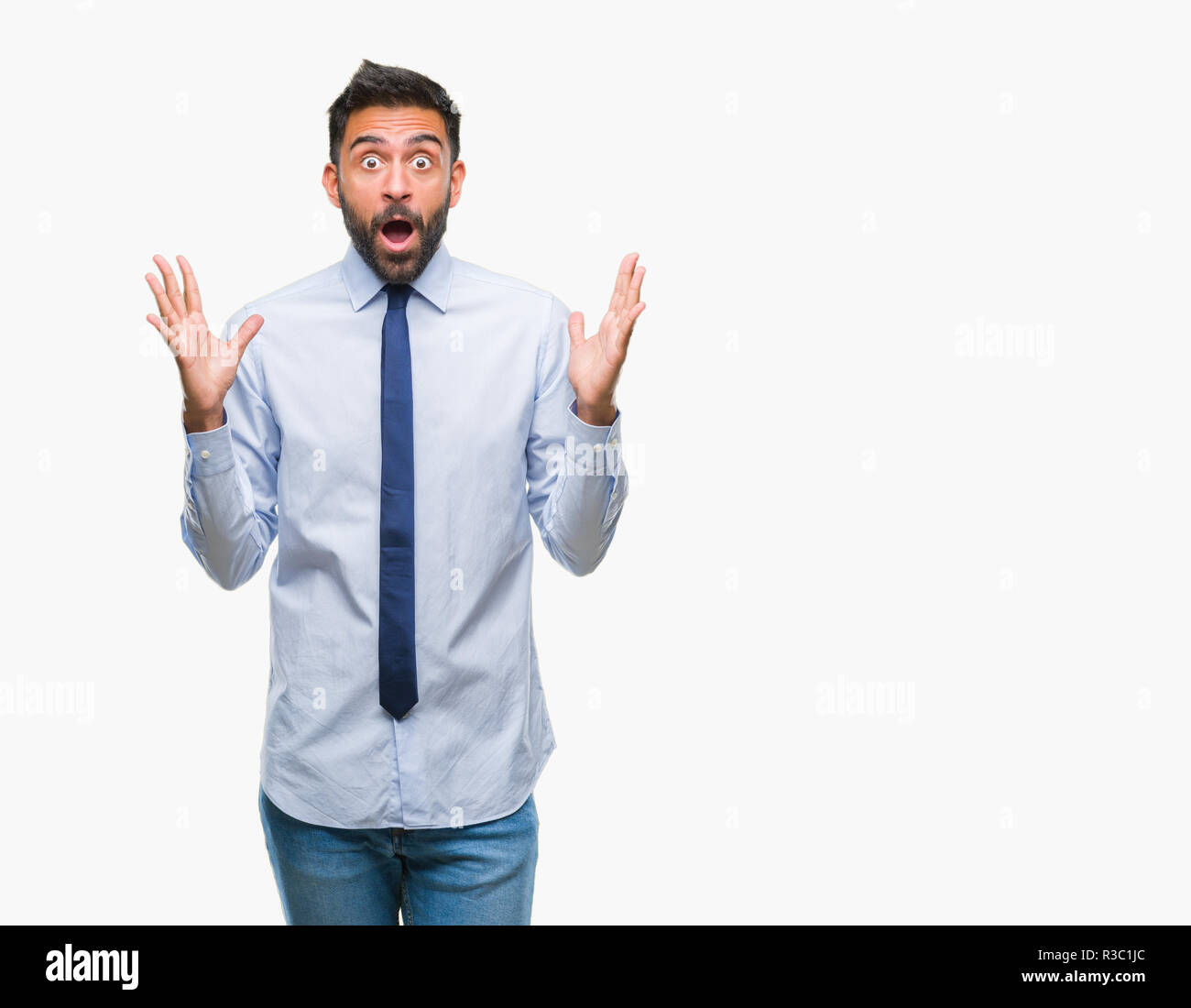 Adult hispanic business man over isolated background celebrating crazy ...