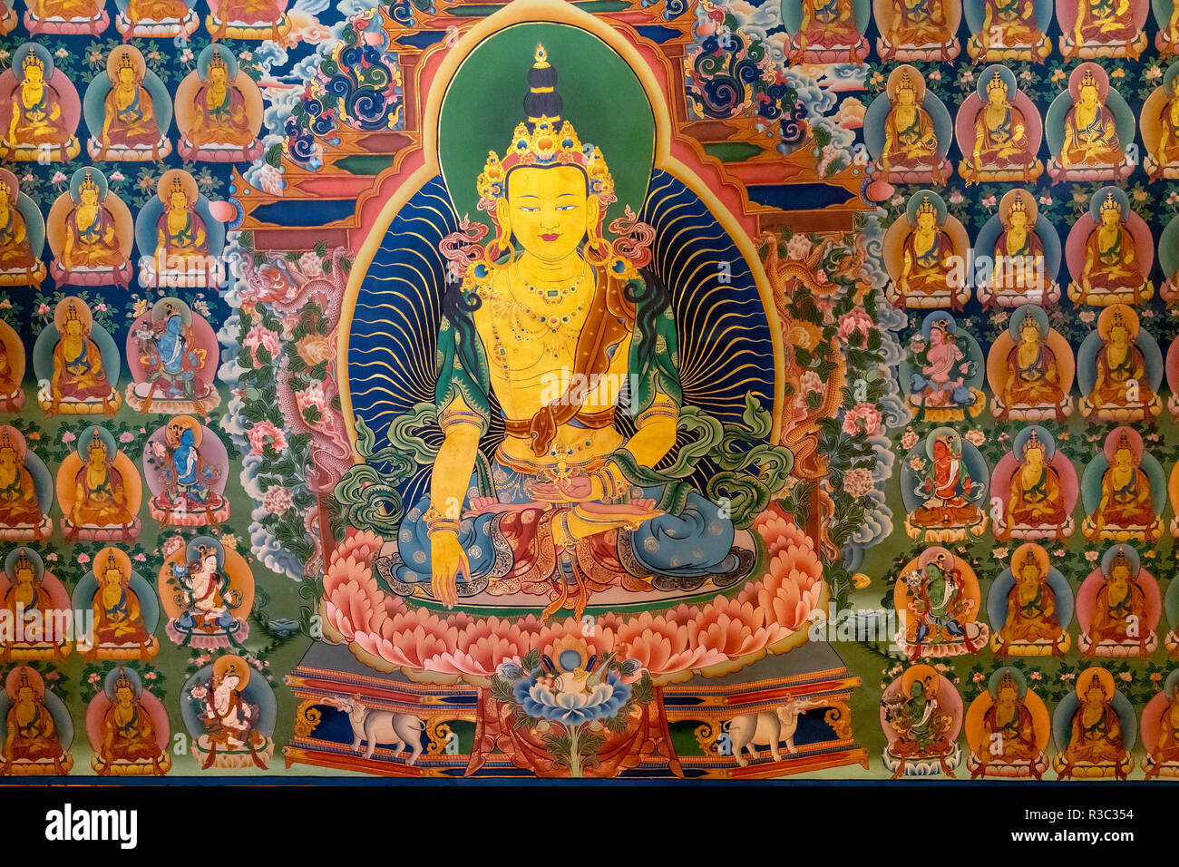 Buddha murals, Hemis Monastery, Ladakh, Kashmir, India Stock Photo - Alamy