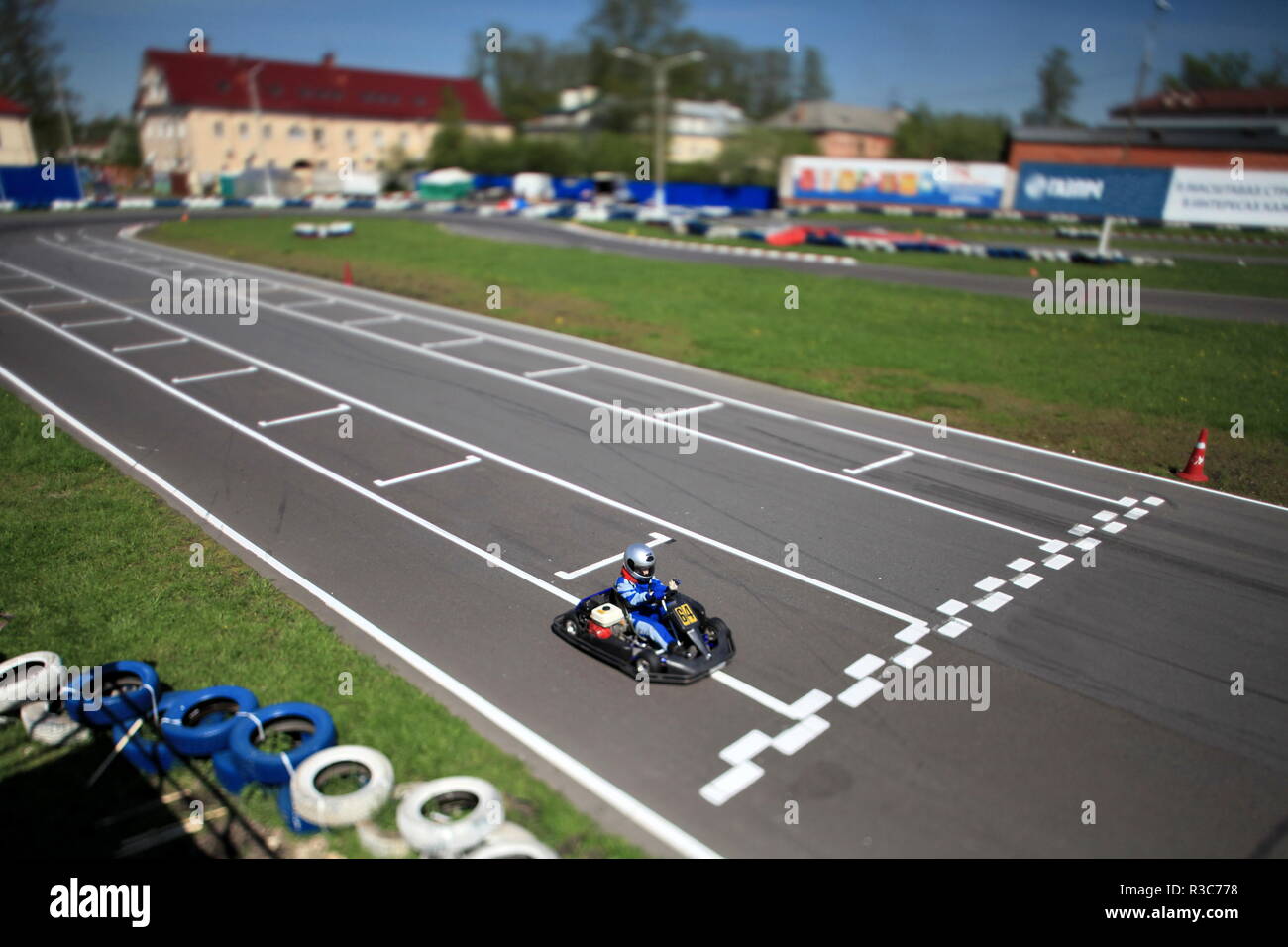 finish line Karting racing track Tilt Stock Photo - Alamy