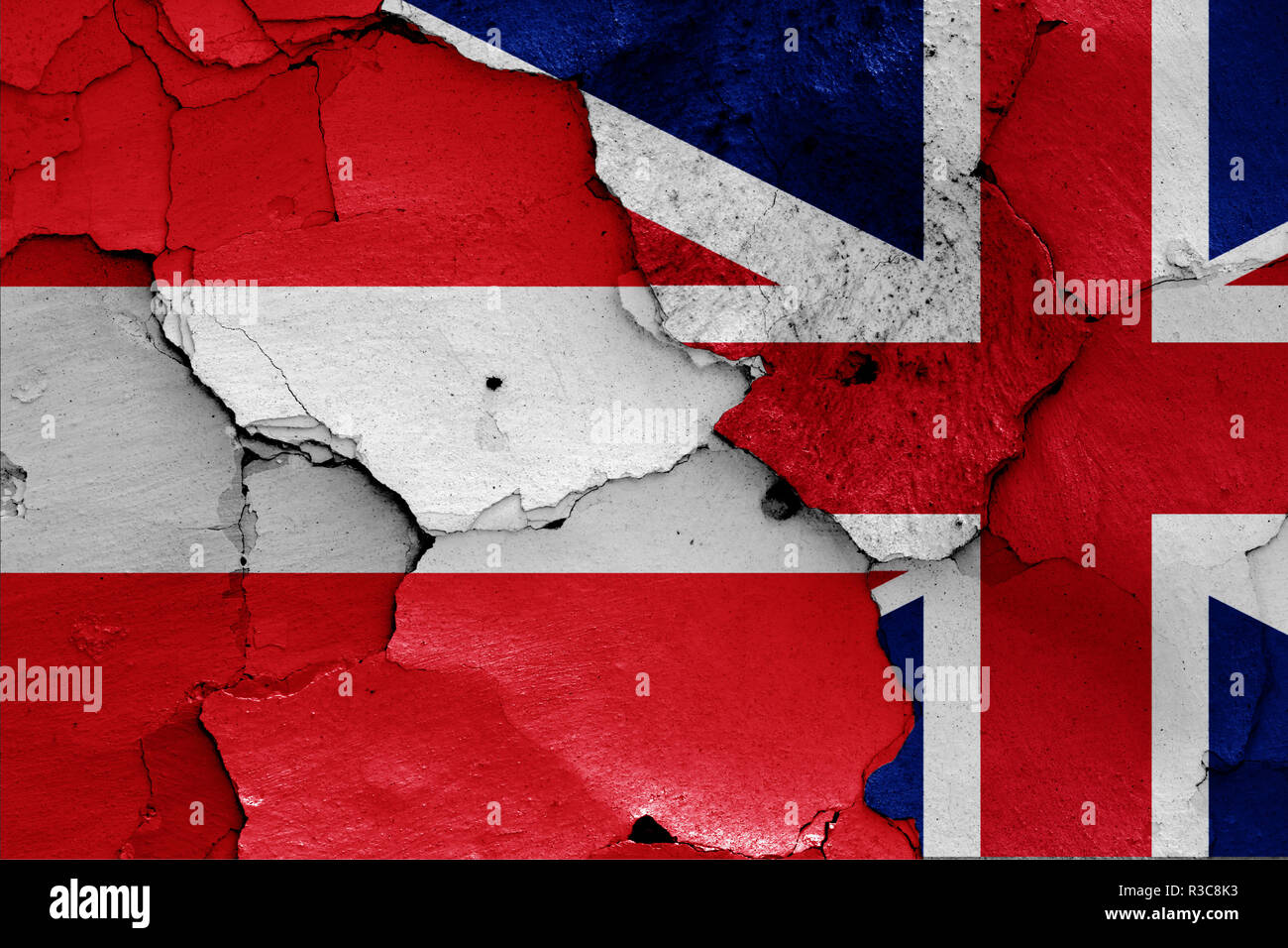 flags of Austria and UK painted on cracked wall Stock Photo - Alamy