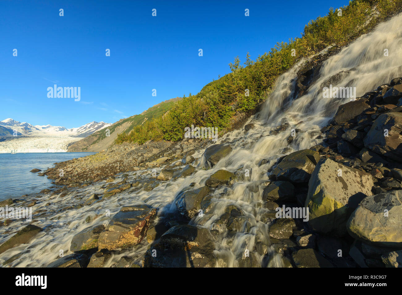 Waterfall near Smith Glacier, College Fjord, Prince William Sound ...