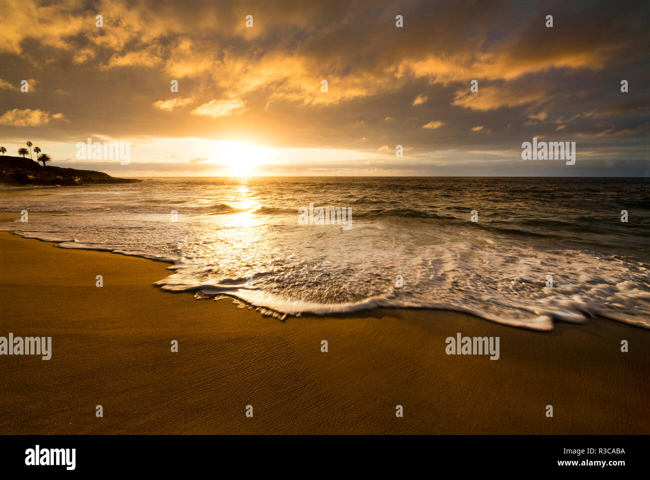 USA, California, La Jolla. Sunset on beach Stock Photo - Alamy