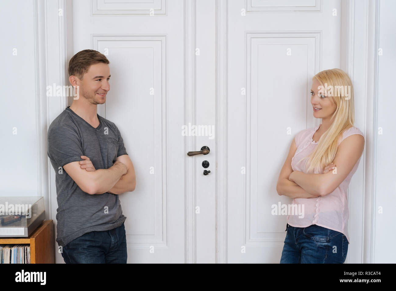 Two people standing opposite each other hi-res stock photography and ...