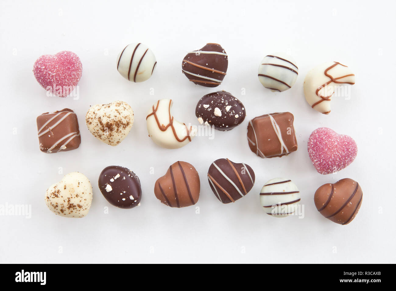unique cute heart-shaped chocolates Stock Photo - Alamy