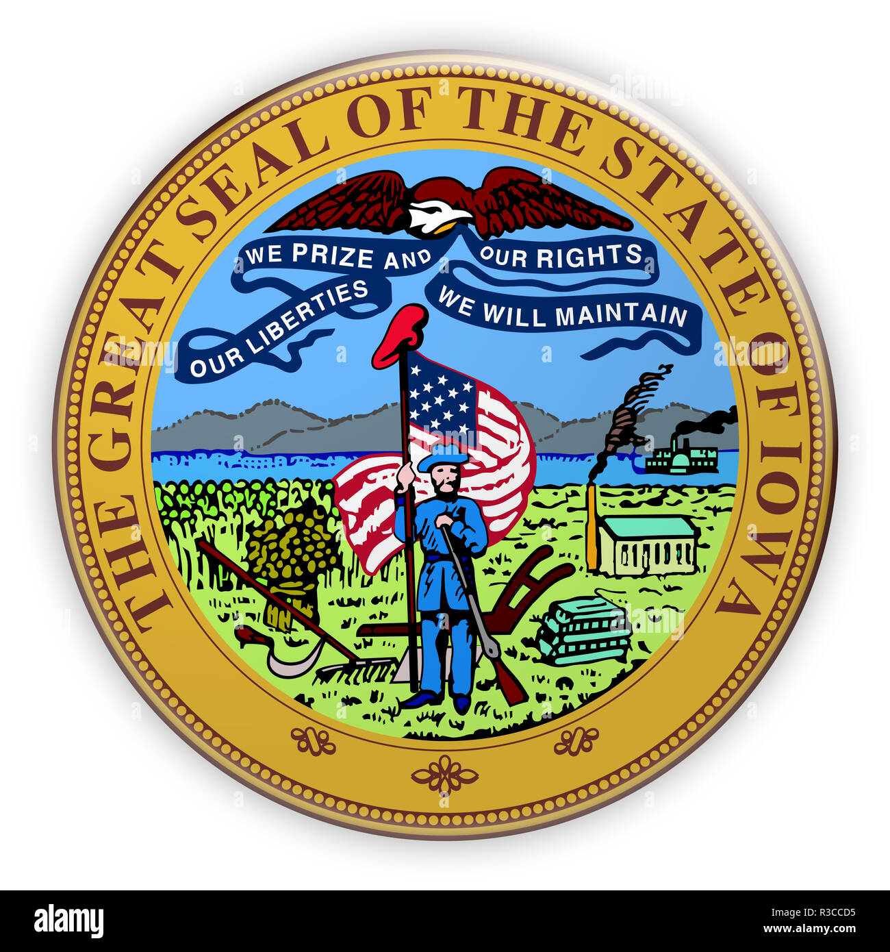 Badge US State Seal Iowa, 3d illustration Stock Photo - Alamy