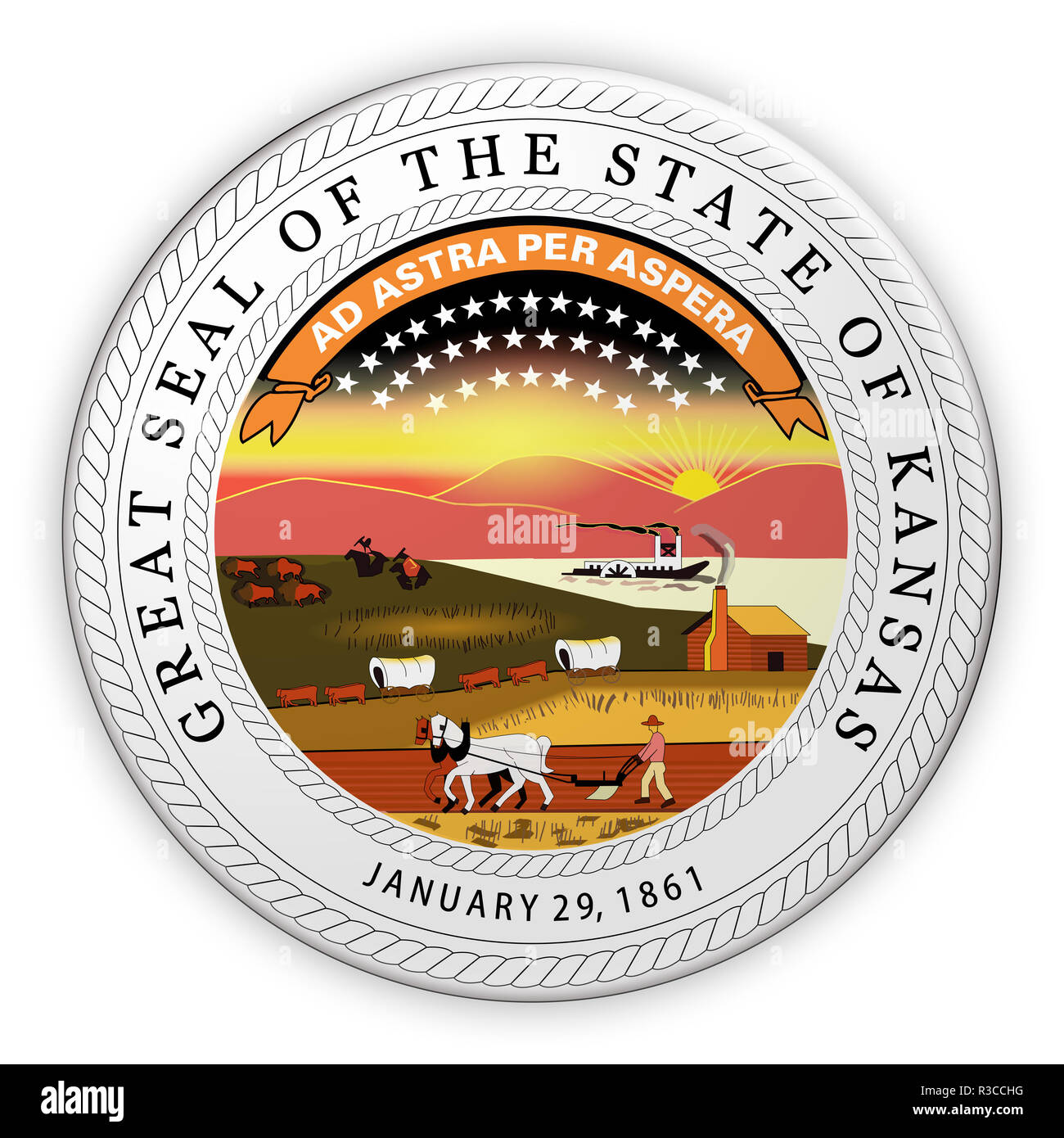 Badge US State Seal Kansas, 3d illustration Stock Photo - Alamy