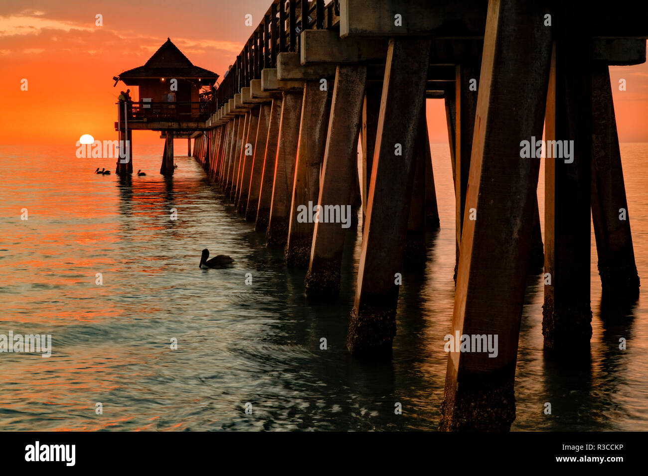 Naples Pier at sunset and Gulf of Mexico, Naples, Florida Stock Photo ...