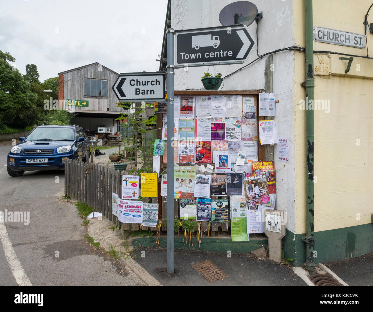 Town notice board in Bishops Castle, Shropshire, England, UK Stock ...