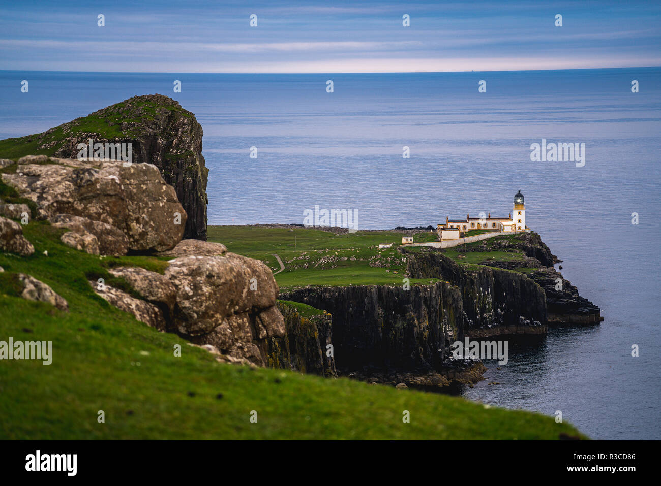 Neist Point Lighthouse, amazing tourist attraction, Scotland, UK Stock ...
