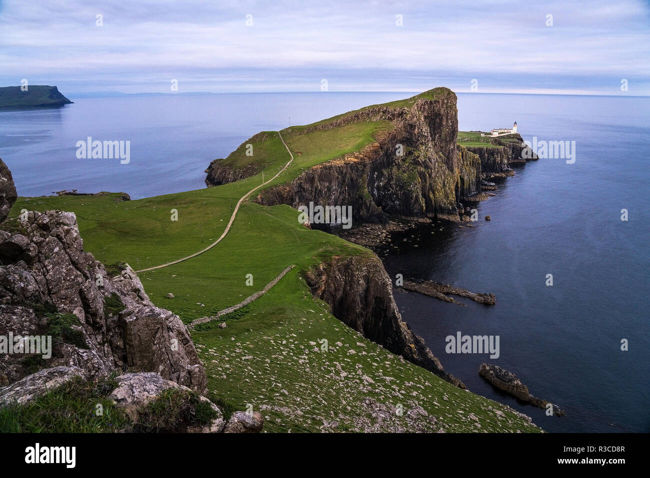 Neist Point Lighthouse, amazing tourist attraction, Scotland, UK Stock ...
