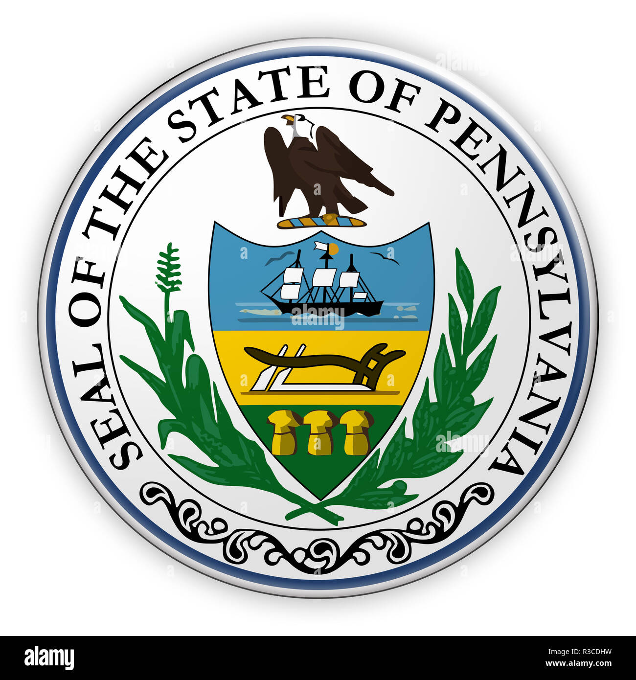 Badge US State Seal Pennsylvania, 3d illustration Stock Photo - Alamy