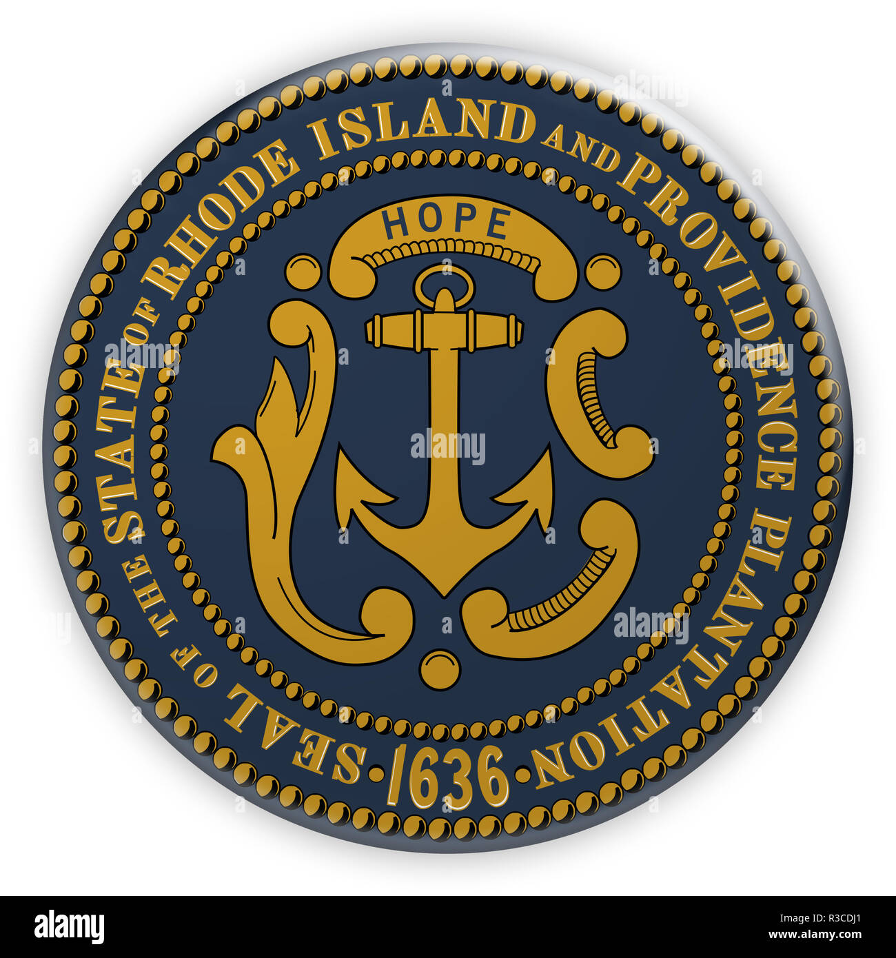 Badge US State Seal Rhode Island, 3d illustration Stock Photo - Alamy