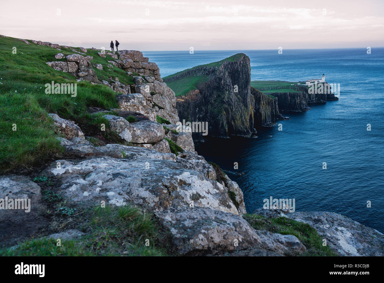 Neist Point Lighthouse, amazing tourist attraction, Scotland, UK Stock ...