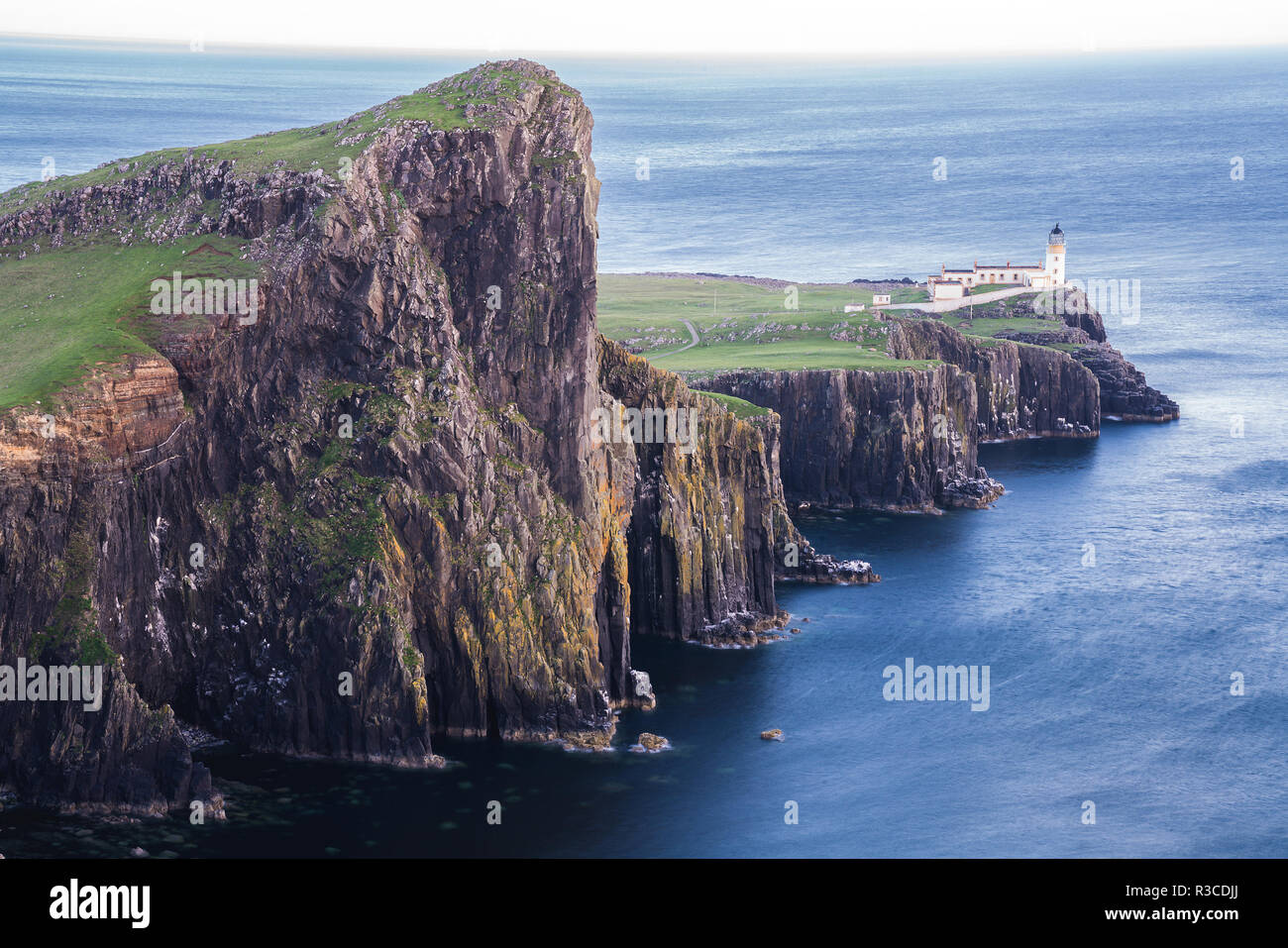 Neist Point Lighthouse, amazing tourist attraction, Scotland, UK Stock ...