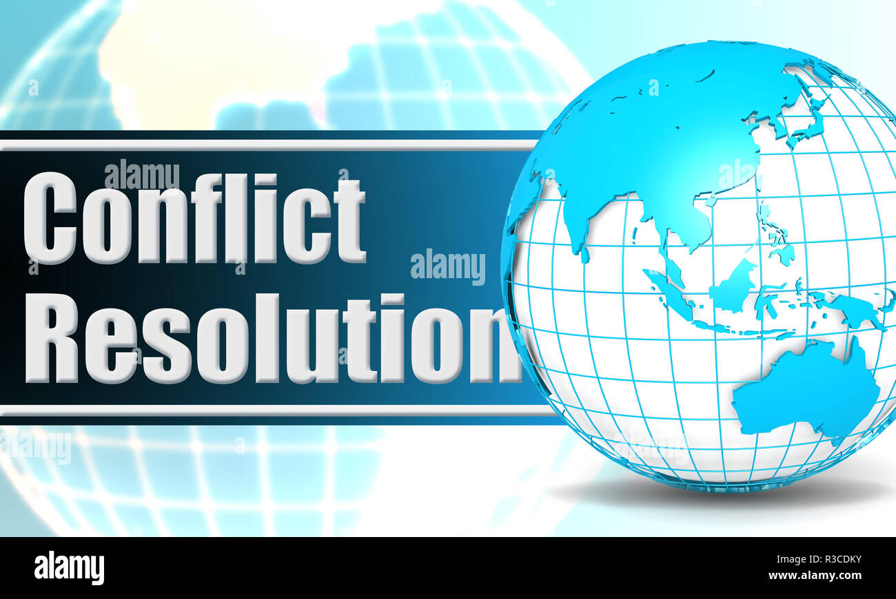 Conflict resolution with sphere globe, 3D rendering Stock Photo - Alamy