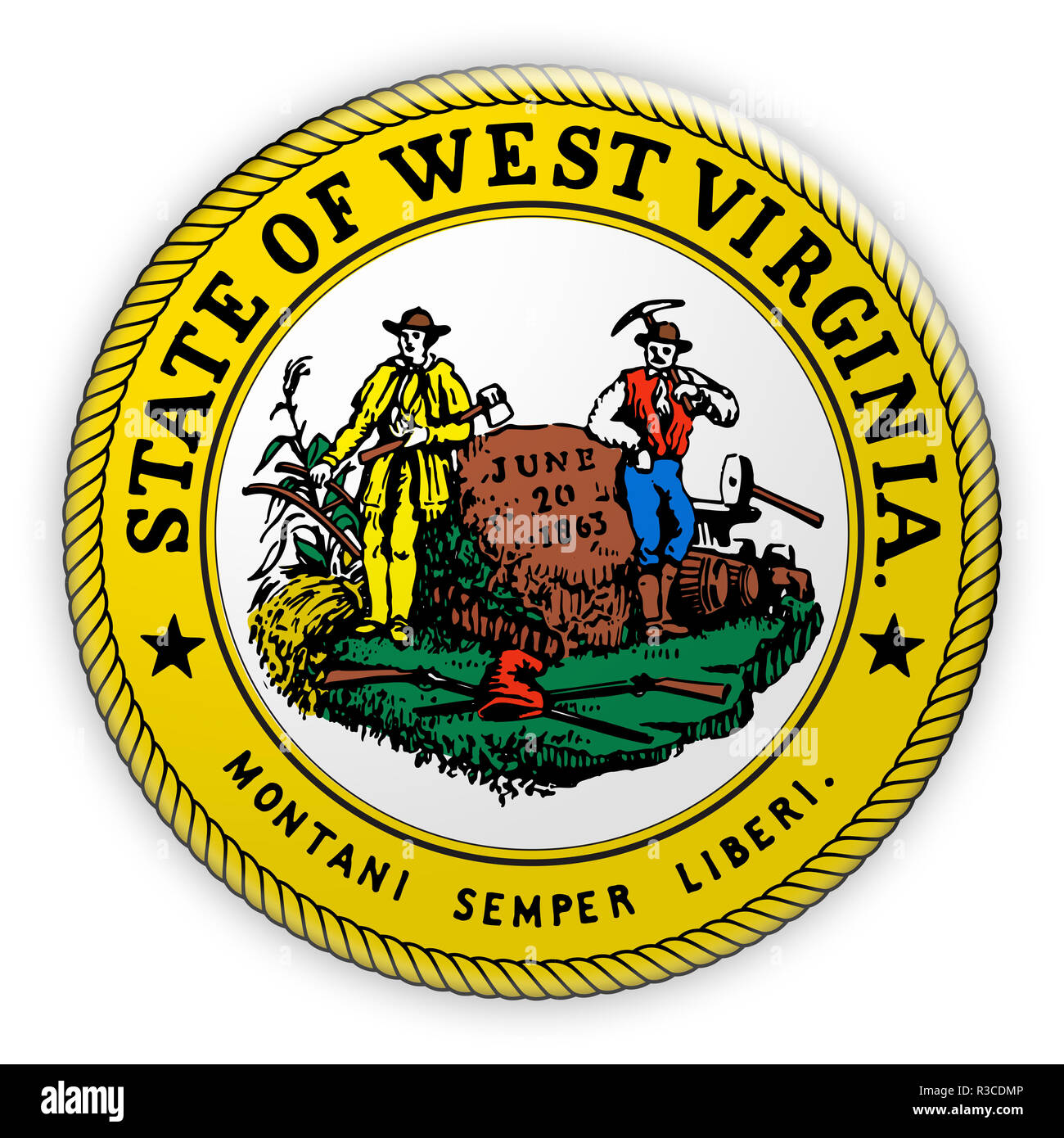 Badge US State Seal West Virginia, 3d illustration Stock Photo - Alamy