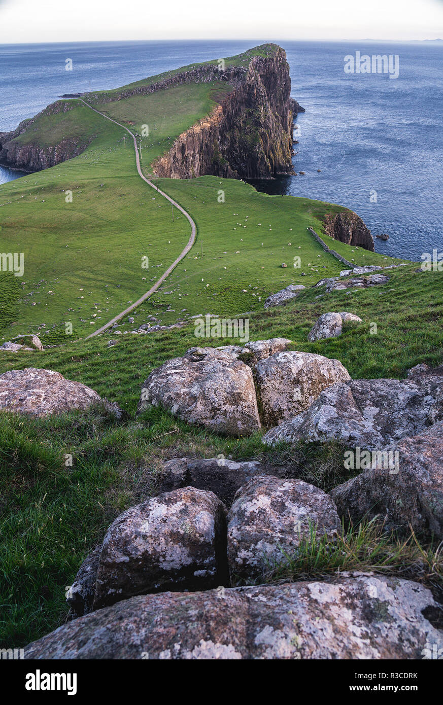 Neist Point Lighthouse, amazing tourist attraction, Scotland, UK Stock ...