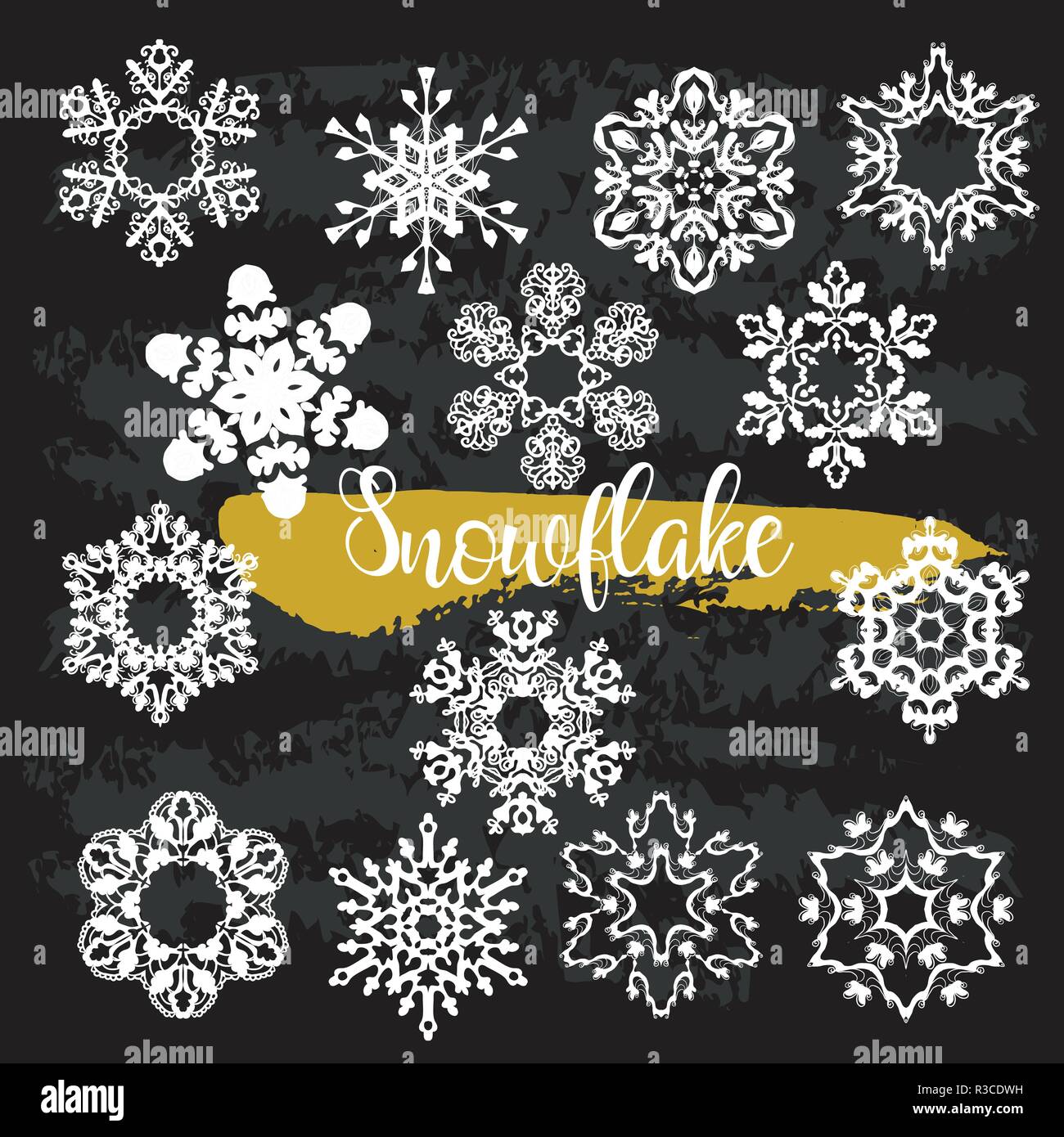 Christmas Decor Winter Snowflake Clipart black color Stock Vector Image ...