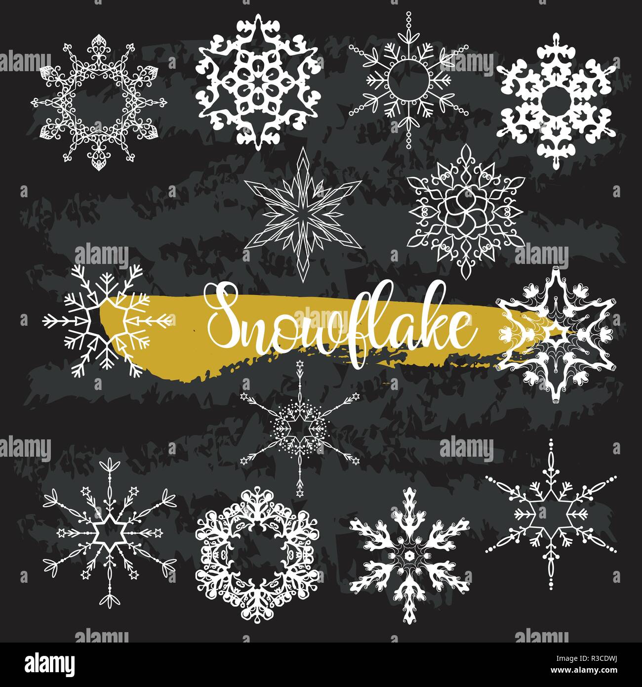 Christmas Decor Winter Snowflake Clipart black color Stock Vector Image ...