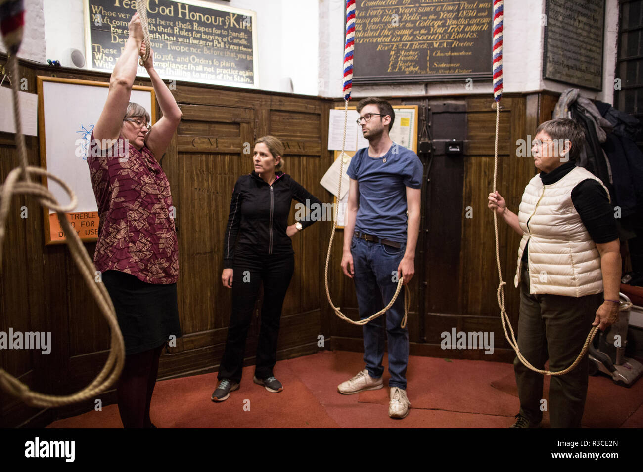 Church bell-ringers ahead of Remembrance Day practice their bell ...