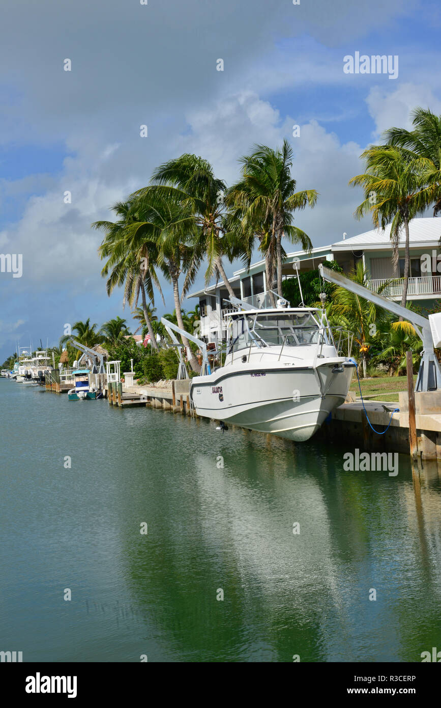 Home mooring at Marathon at the Florida Keys in Florida Stock Photo - Alamy