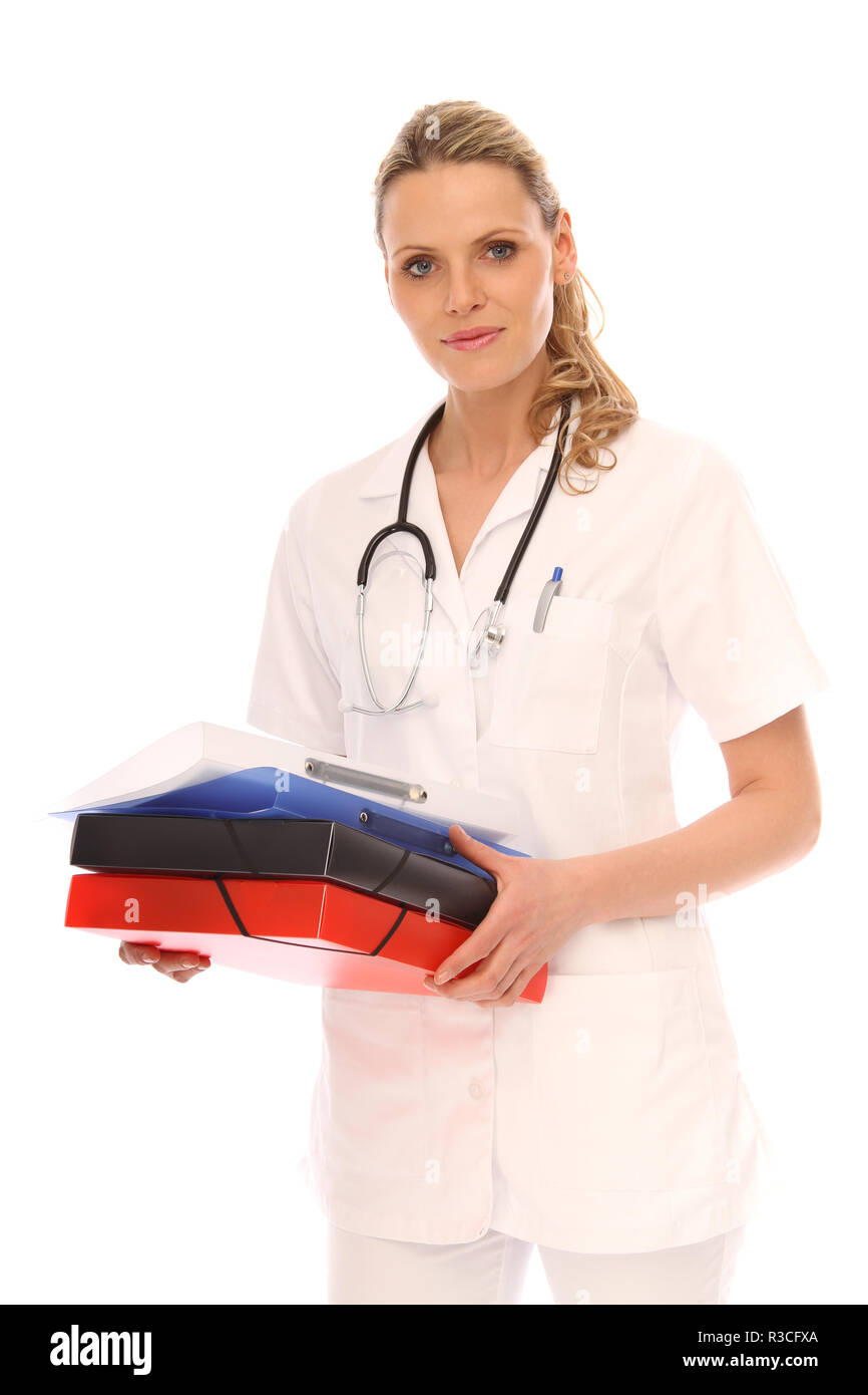 female doctor with files Stock Photo - Alamy