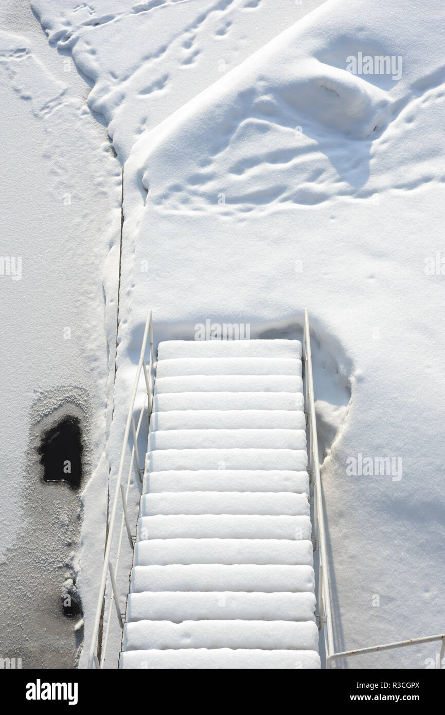 Stairs covered with snow Stock Photo - Alamy