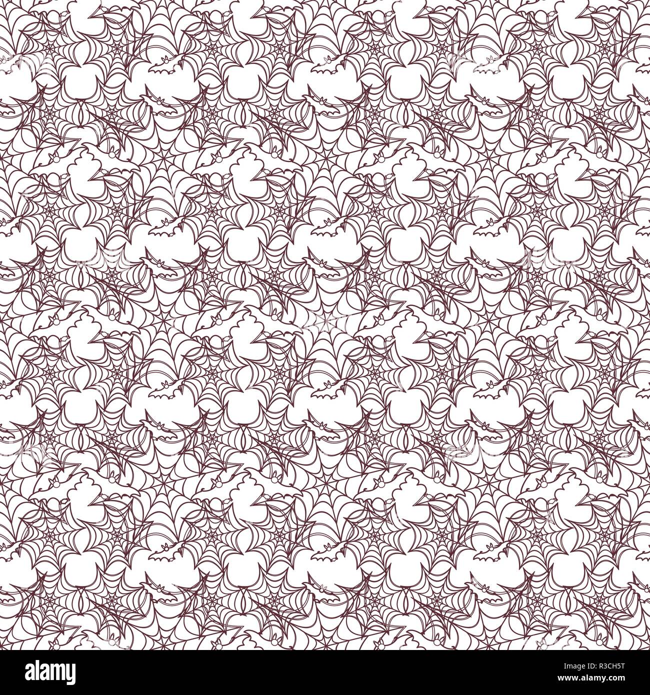 Halloween vector seamless pattern with web and bat. Design for party ...