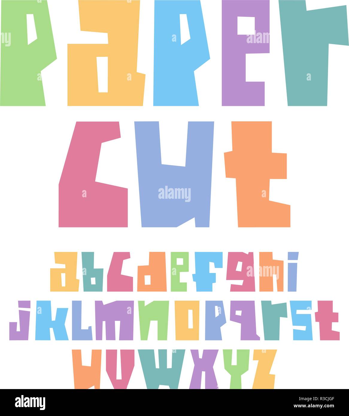Font paper cut lower case pastel colors Stock Vector Image & Art - Alamy