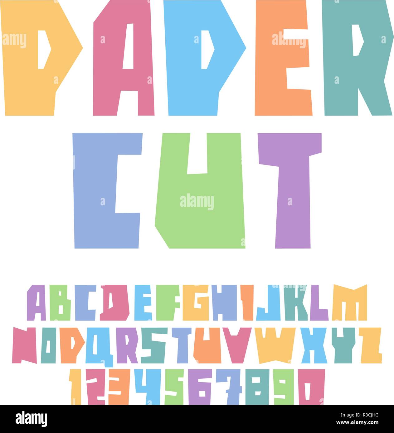 Font Paper Cut Upper Case Pastel Colors Stock Vector Image And Art Alamy