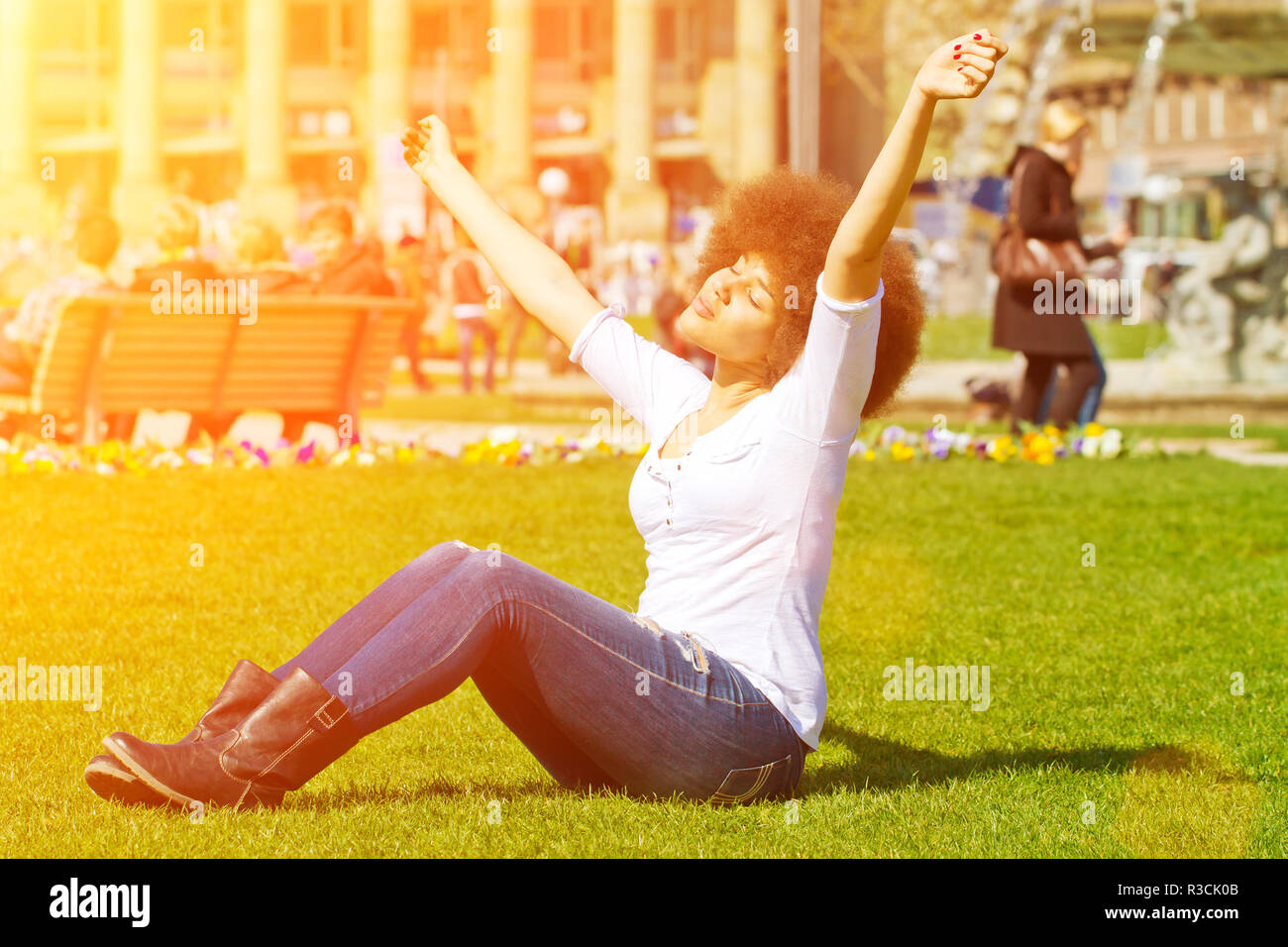 enjoy the sun Stock Photo - Alamy
