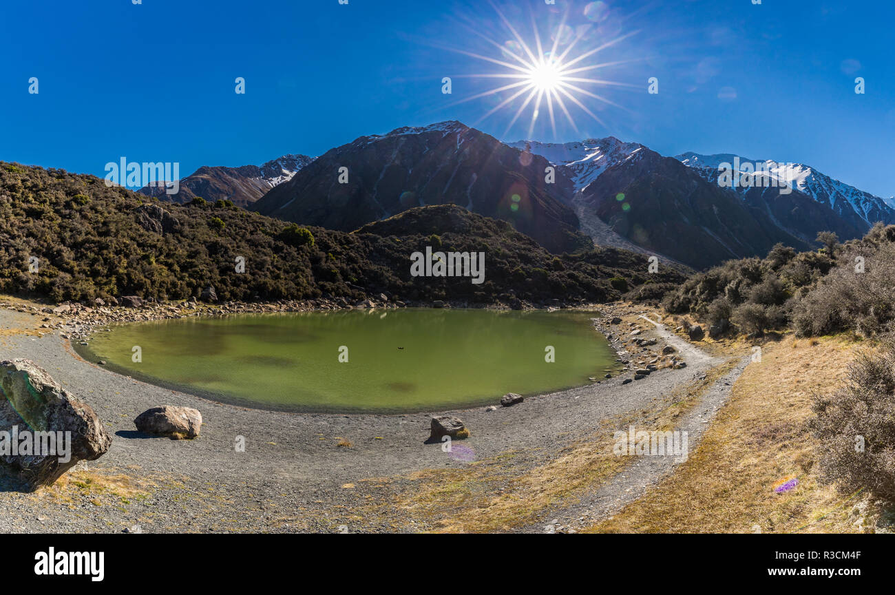 Blue Lakes and the mountains in the Tasman Valley Walk on the way to ...