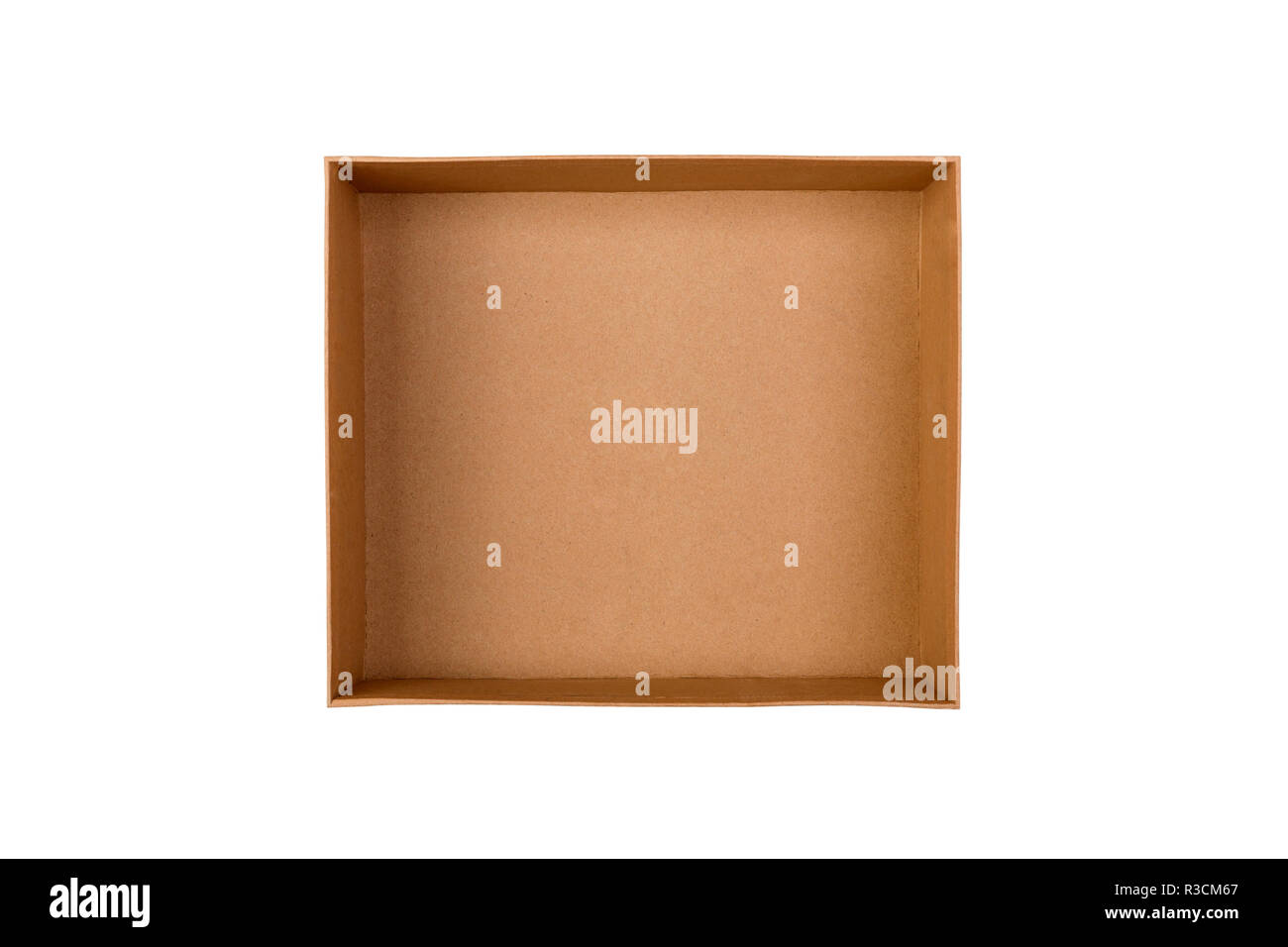 Opened brown blank cardboard box isolated on white background, top view ...