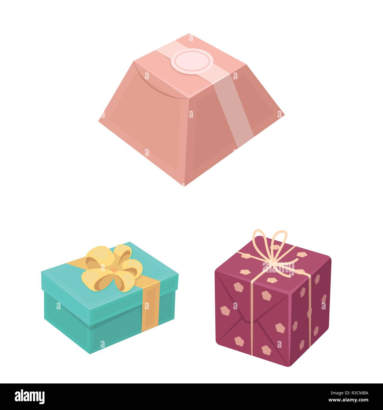 Gift and packing cartoon icons in set collection for design.Colorful ...