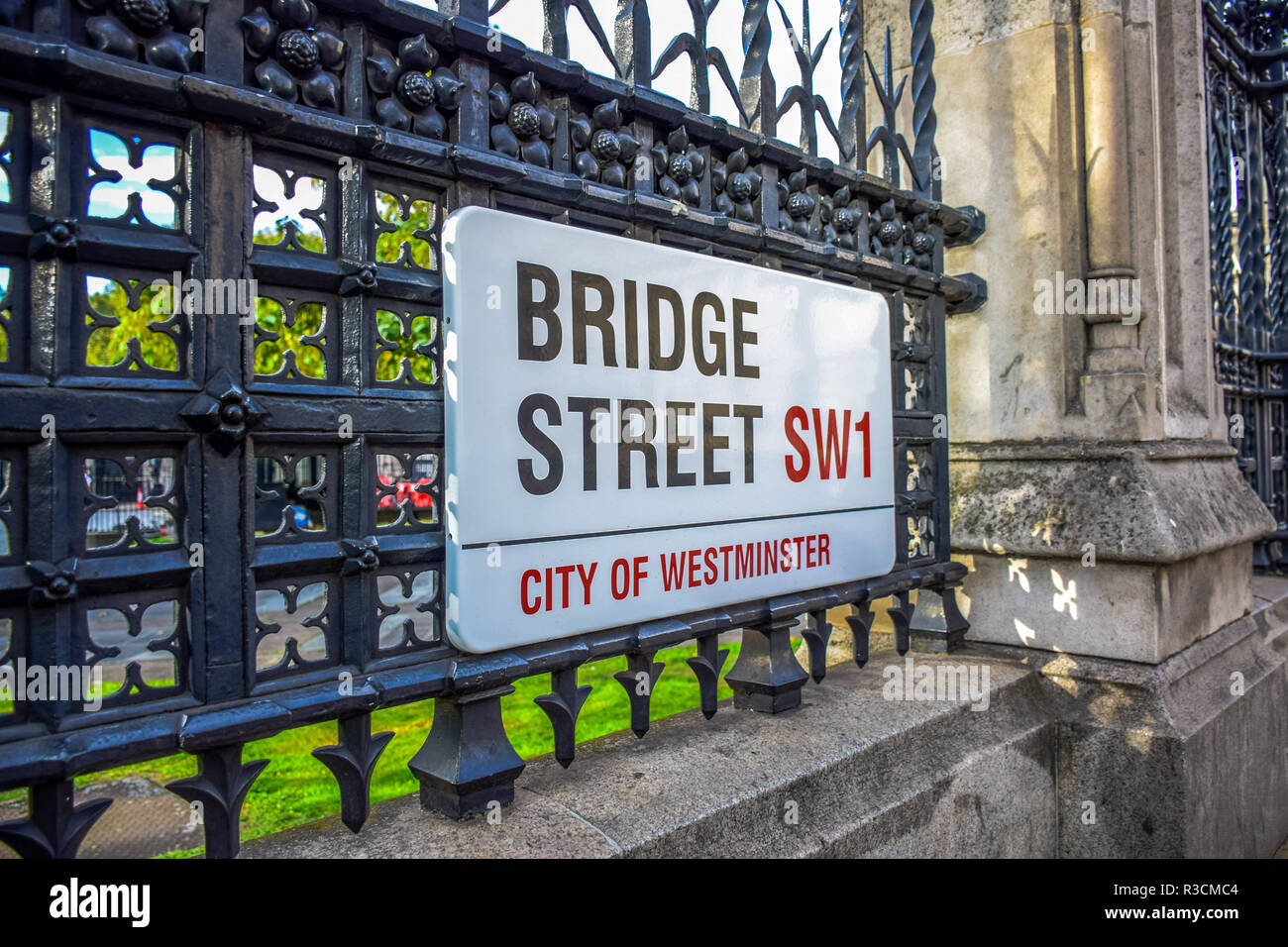 Bridge Street road signage in the city of Westminster, London, United ...