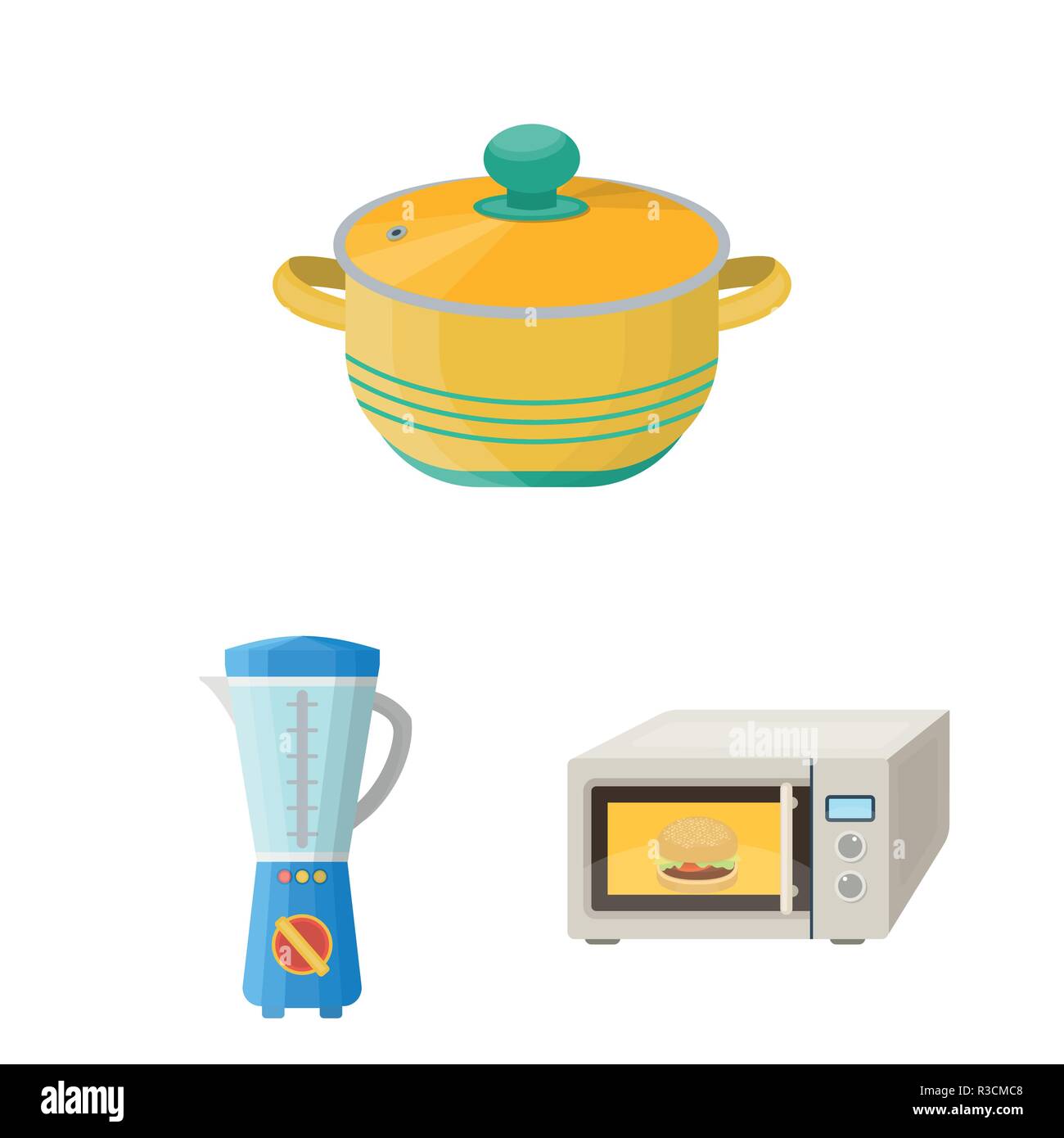 Kitchen equipment cartoon icons in set collection for design. Kitchen ...