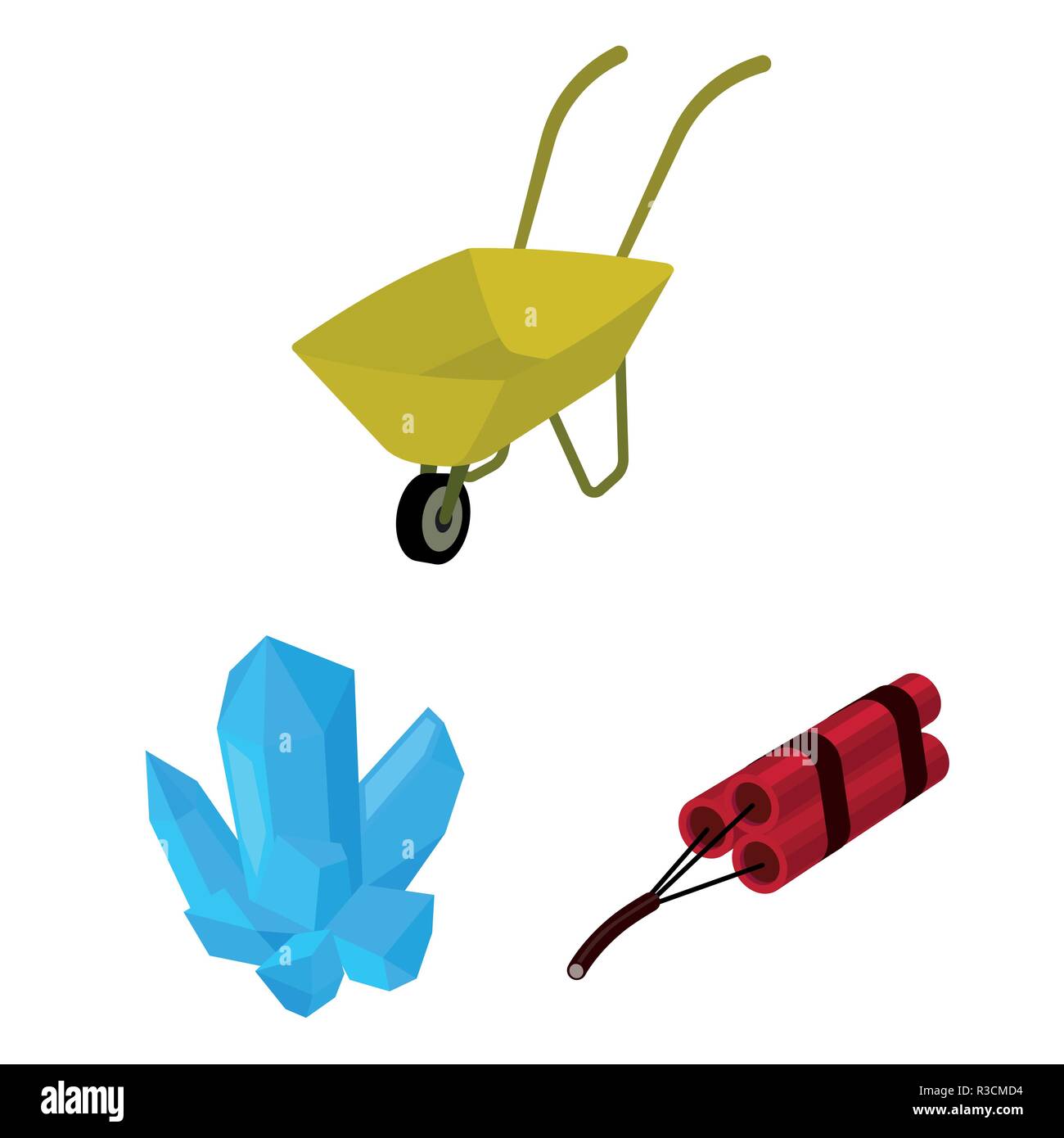 Mining industry cartoon icons in set collection for design. Equipment ...