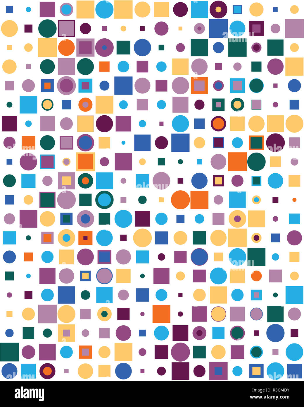 Pattern with colorful squares and circles, Seamless vector background ...