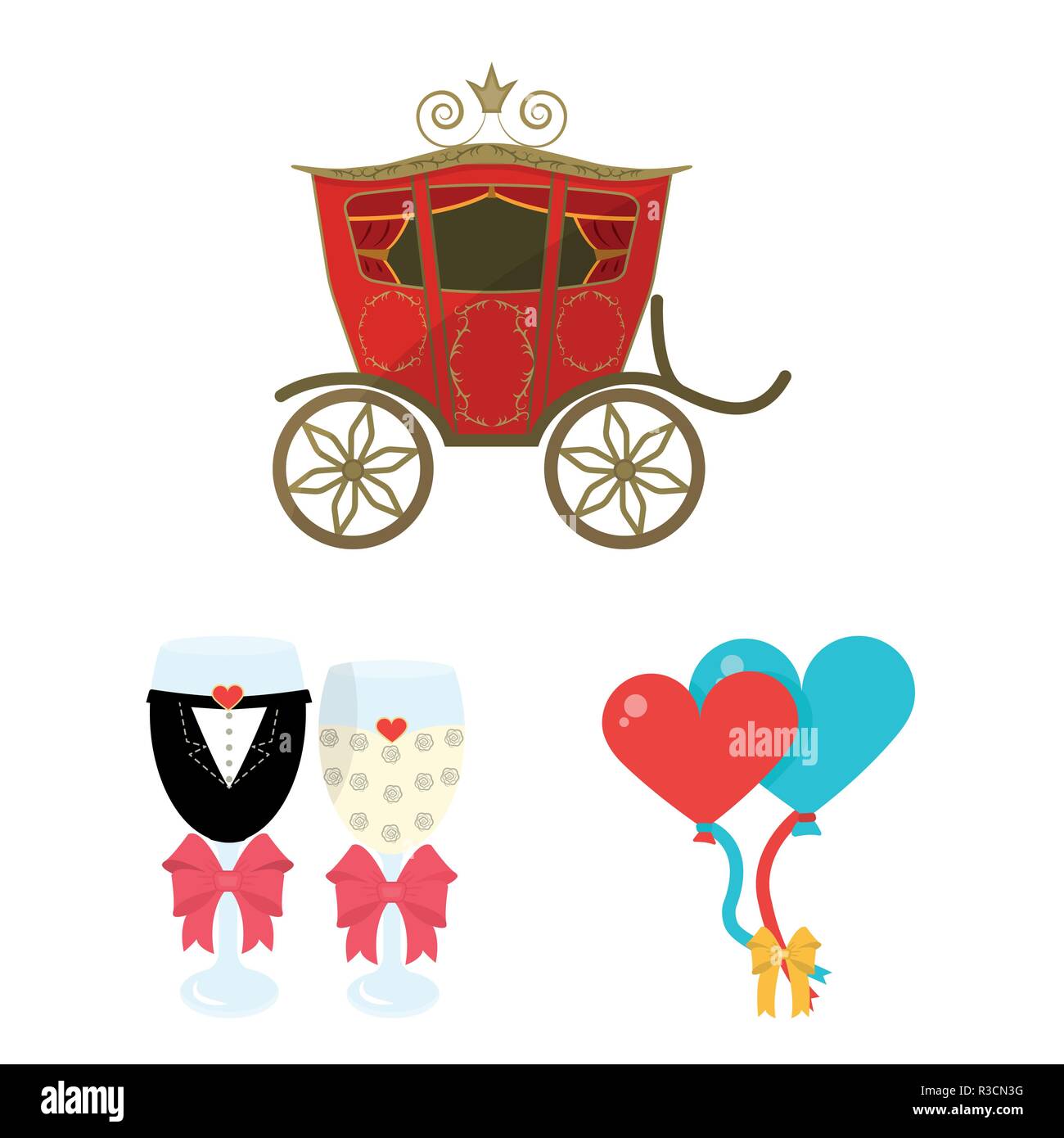 Wedding and Attributes cartoon icons in set collection for design ...