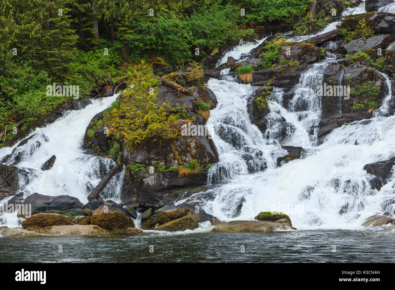 Waterfall at remote town of Butedale, Princess Royal Island, Inside ...