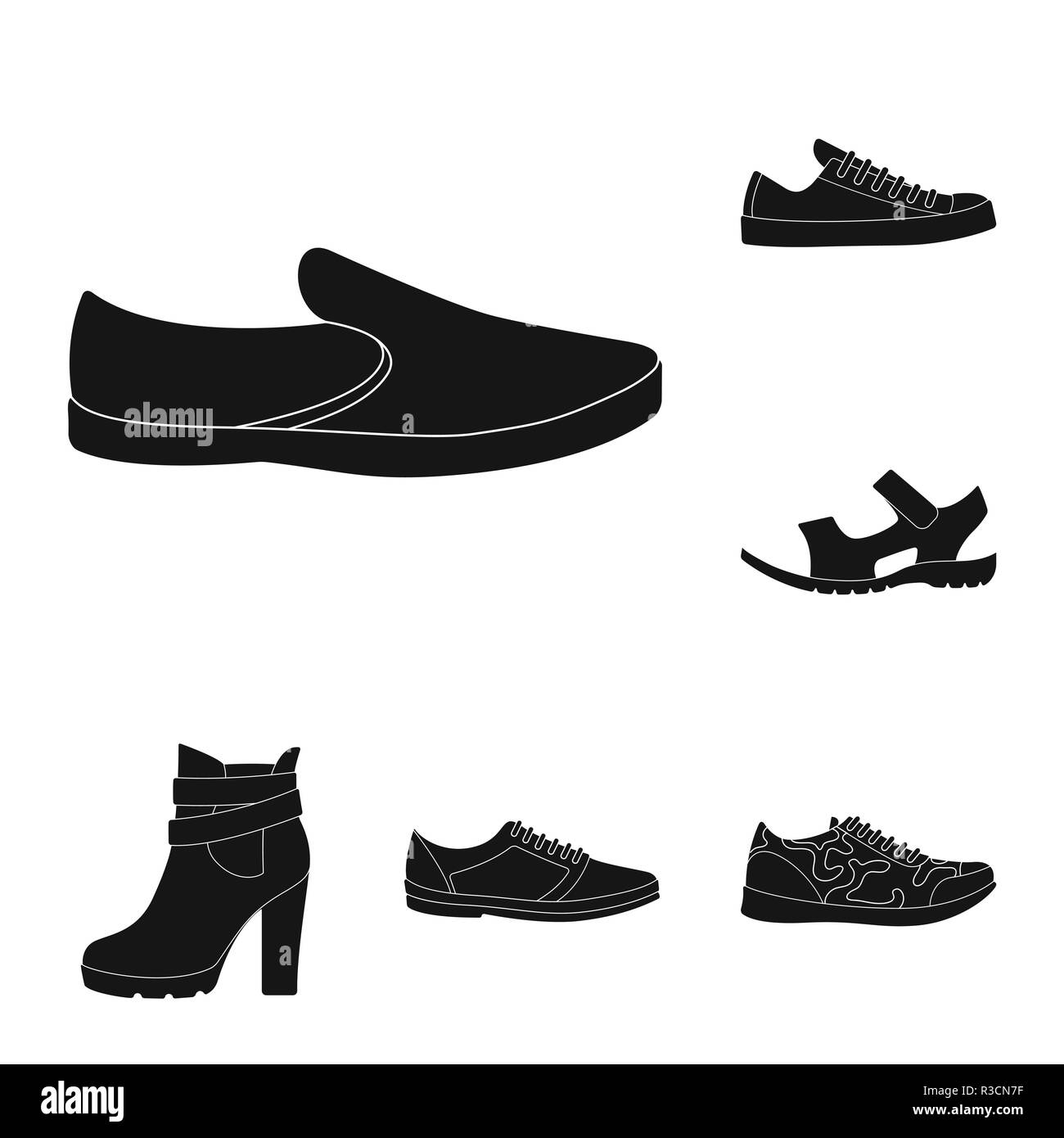 Different shoes black icons in set collection for design. Men and women ...