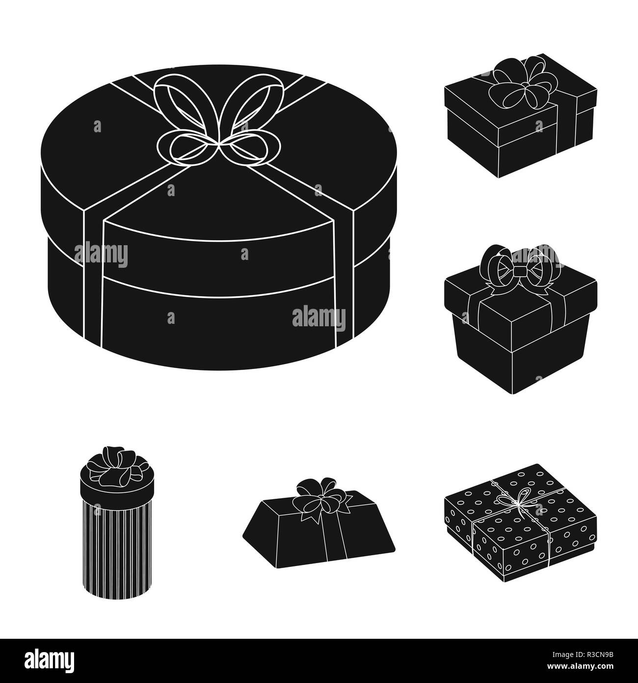 Gift and packing black icons in set collection for design.Colorful ...