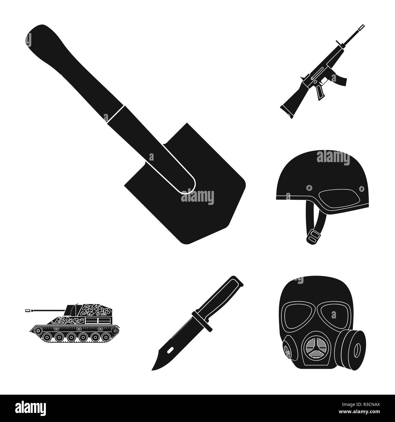 Army and armament black icons in set collection for design. Weapons and ...