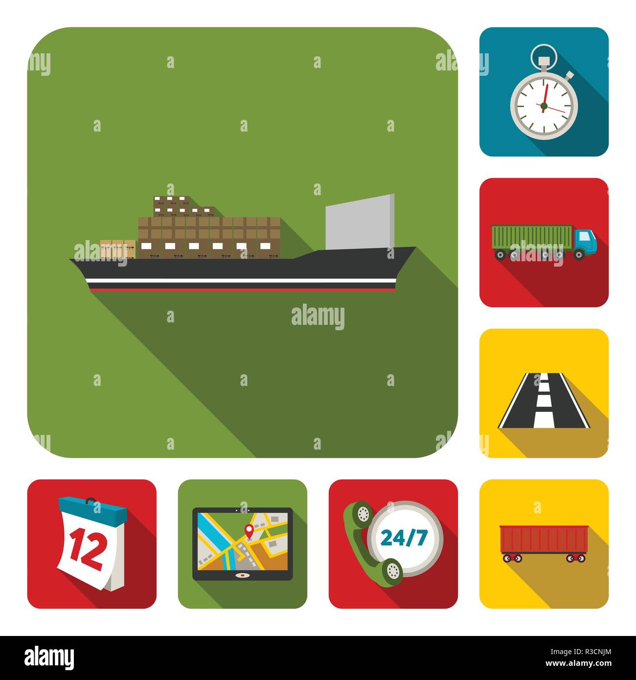 Logistics service flat icons in set collection for design. Logistics ...