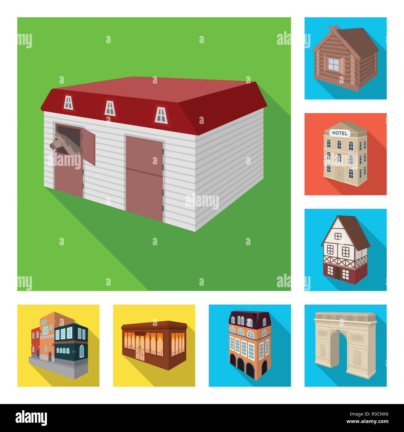 Building and architecture flat icons in set collection for design.The ...