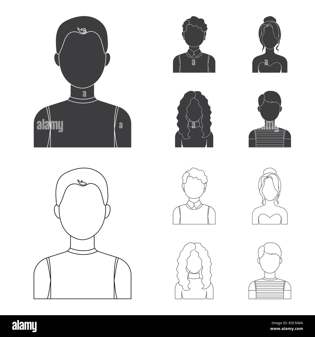 Curly-haired boy, blond, red-haired, teenager.Avatar set collection ...