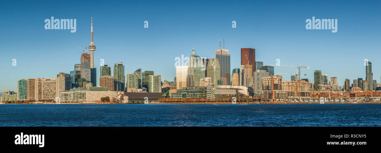 Canada, Ontario, Toronto, skyline from Polson Pier, morning Stock Photo ...
